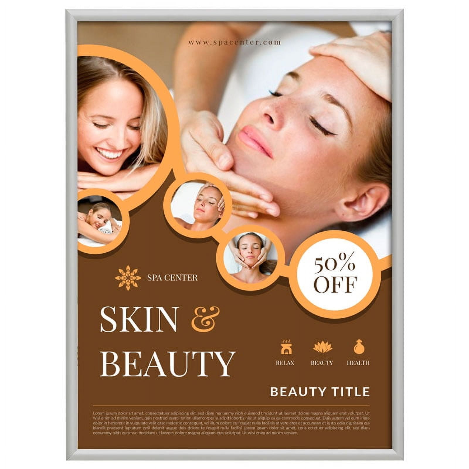 30×40 Fire Resistant Snap Poster Frame 1 inch Silver Mitered Corner ...