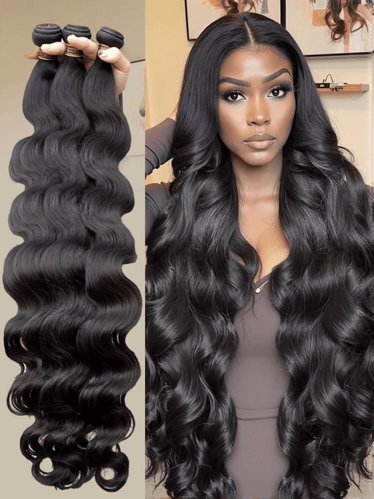 30 40 Inch 12A 14A Body Wave Human Hair Bundle Natural Black 3 4 ...