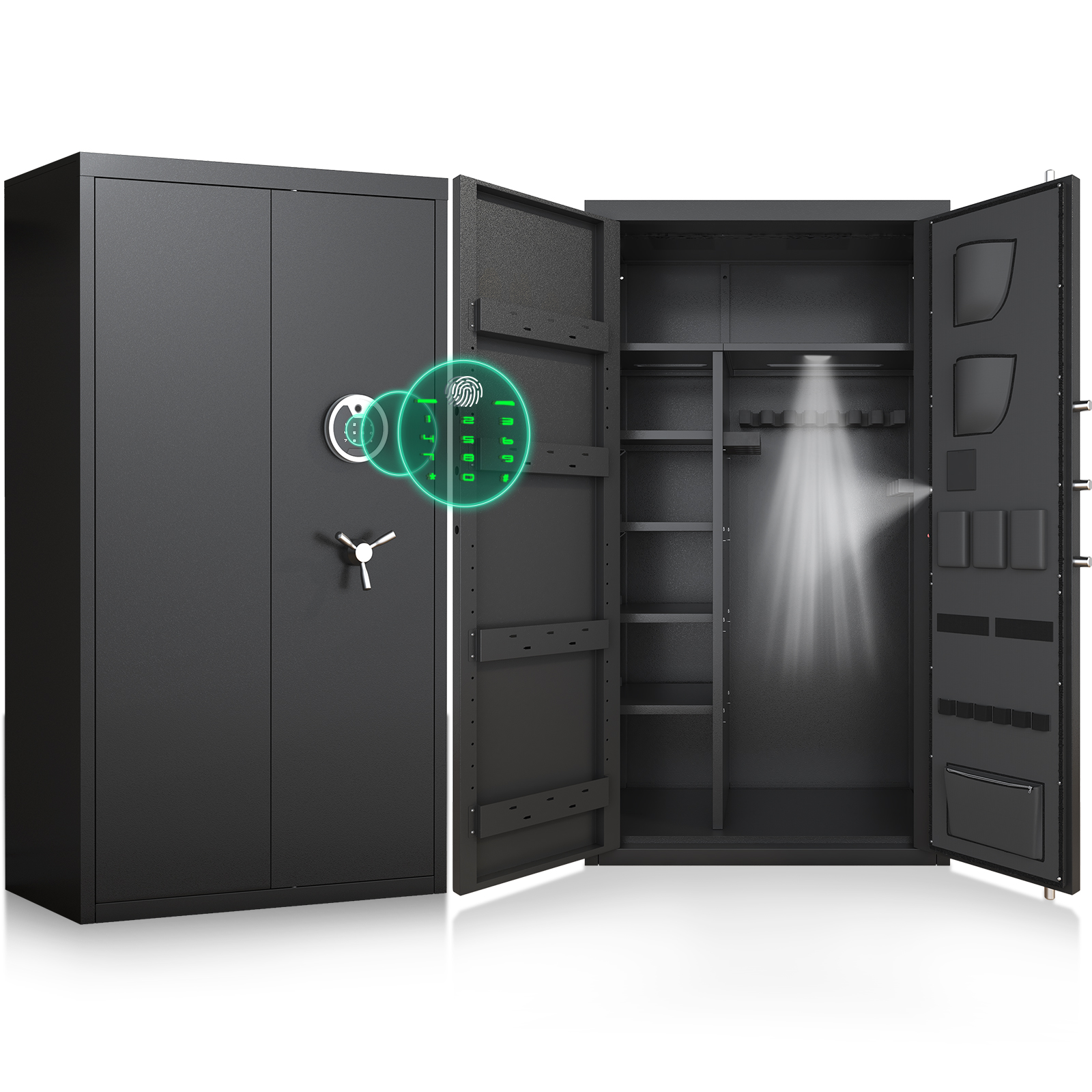 30-40 Large Gun Safe, Fingerprint Gun Safe for Gun Pistols with LCD ...