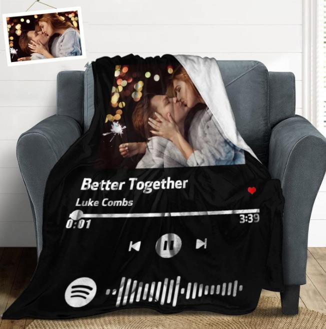 30*40 Personalized Spotify Code Music Blanket,Custom Flannel Blankets ...