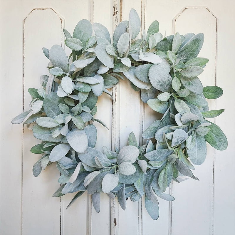 30/40CM Christmas Flocking Simulation Sheep Ear Leaf Wreath Hanging ...