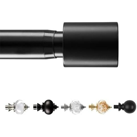 30‑48 Inch Heavy‑Duty Curtain Rod, 3/4 Inch Metal Window Rod with Black ...