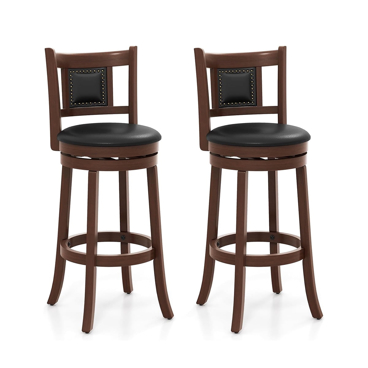 30.5” Bar Stools, Swivel Upholstered Bar Height Bar Stool with Curved ...