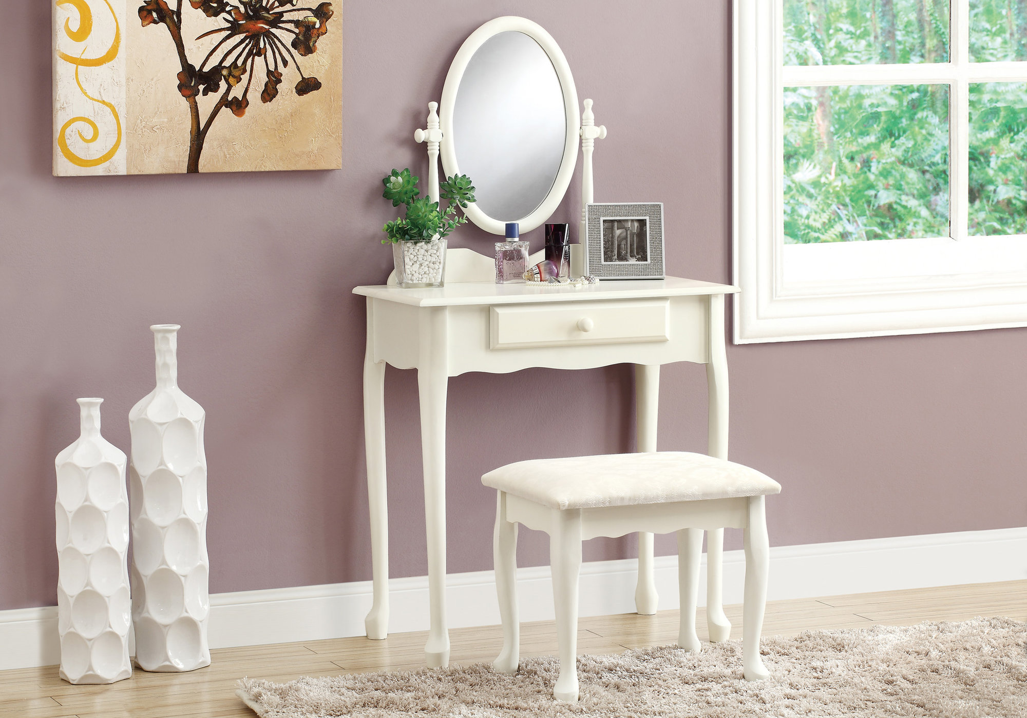 30.5" x 46.5" x 68.75" White Particle Board Vanity Set 2pcs - Walmart.com