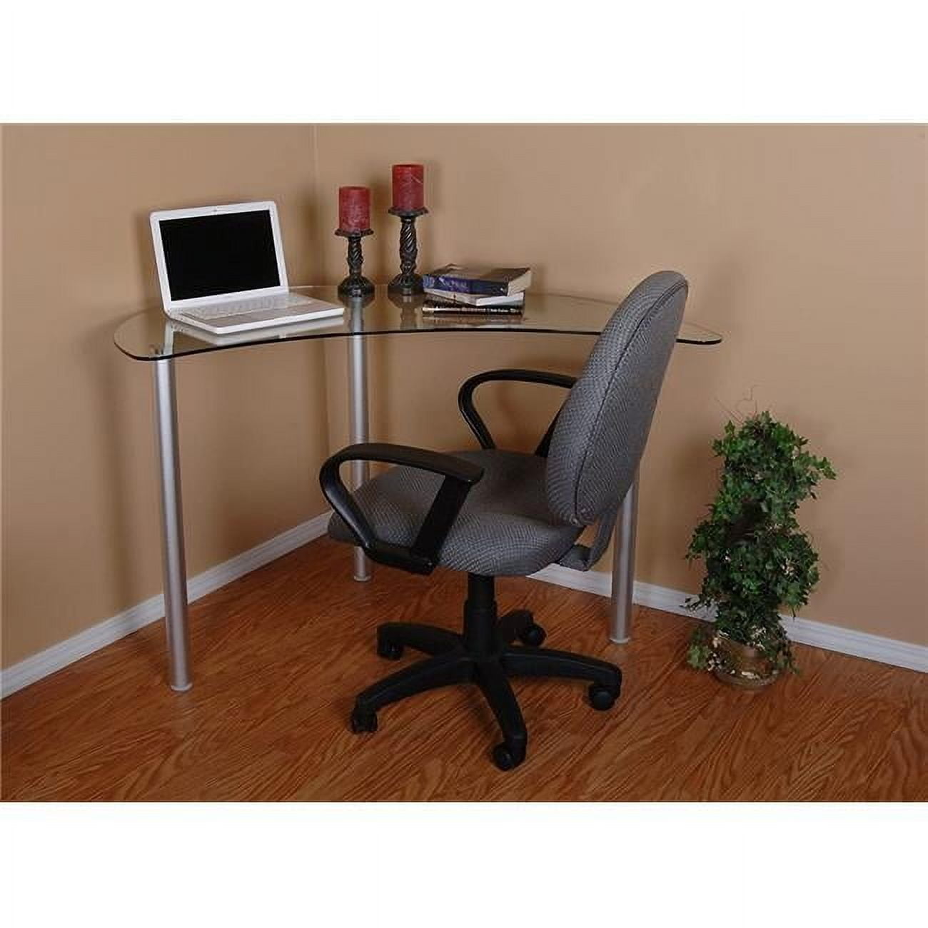 30.5 x 48.5 x 21 in. Tier One Designs Clear Glass Corner Computer Desk ...