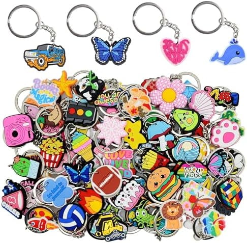 30/50/100/200pcs Random Different Keychains, Lot Mixed Cute Keyring for ...
