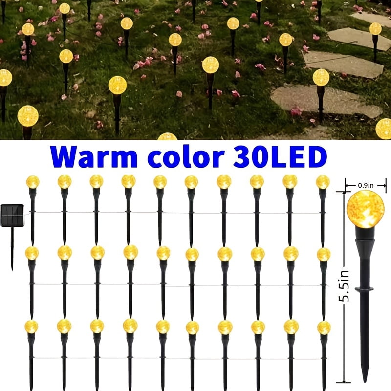 30/50 LED String Lights, Crystal Ball Landscape Lighting, Warm White ...