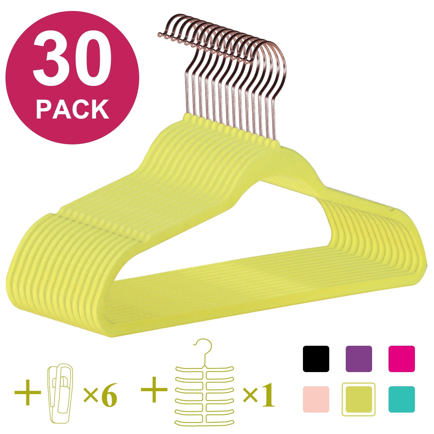 VECELO 30 Pack Velvet Clothes Hangers with 360 Rotating Hook, Slim ...