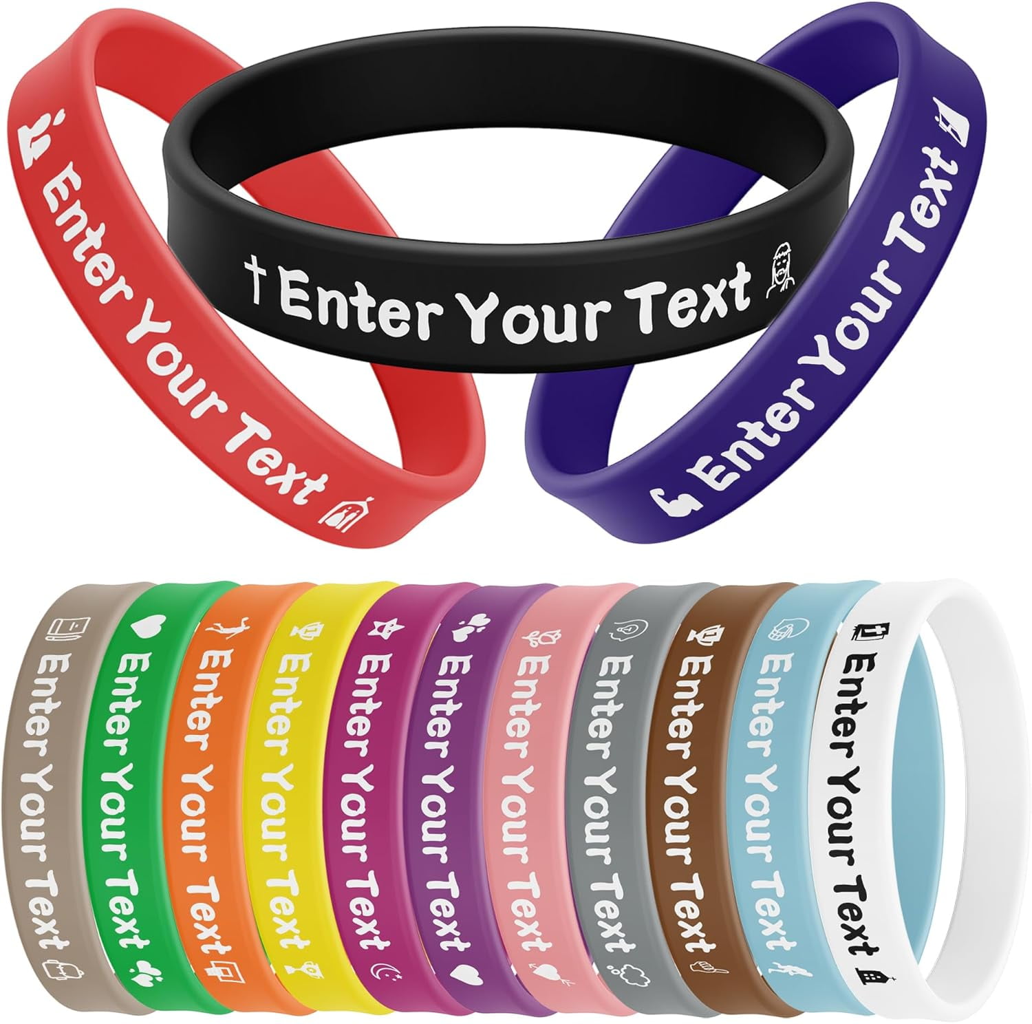 30-5000 Pcs, Custom Rubber Bracelets, Personalized Rubber Wristbands ...