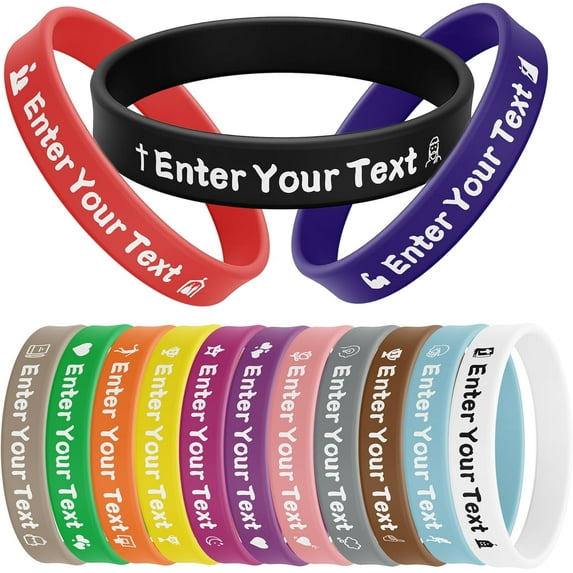 30-5000 Pcs, Custom Rubber Bracelets, Personalized Rubber Wristbands ...