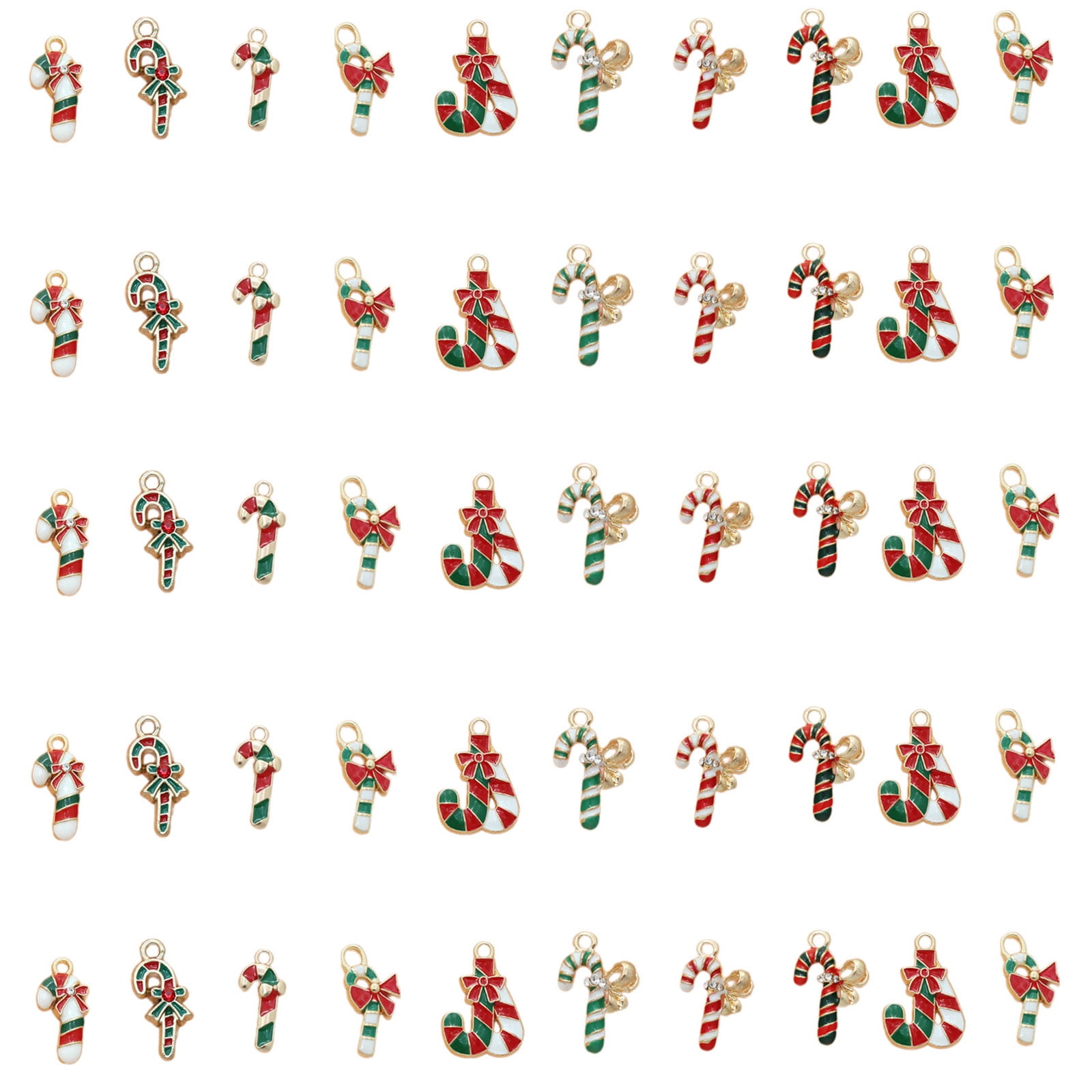 30/50Pcs Metallic Holiday Cane Charm Jewelry Supplies For Earrings ...