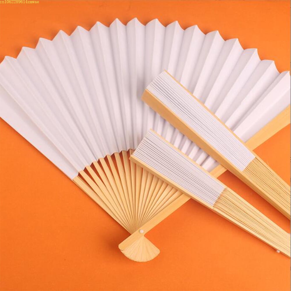 30/50Personalized wedding fan white folding elegant paper hand fan ...
