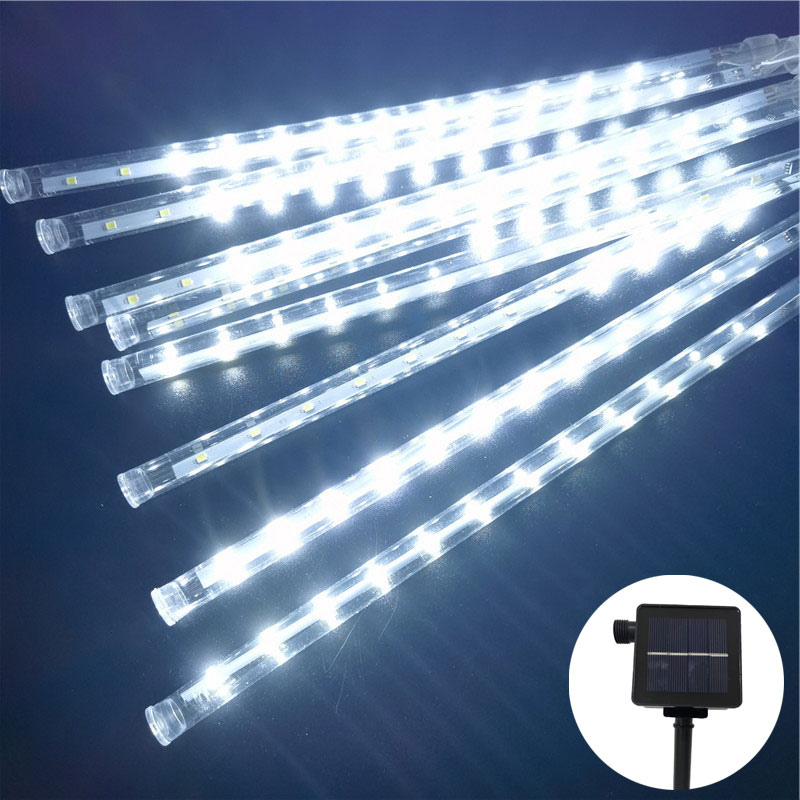 30/50cm Solar Meteor Shower Rain String Lights Waterproof Icicle Snow ...