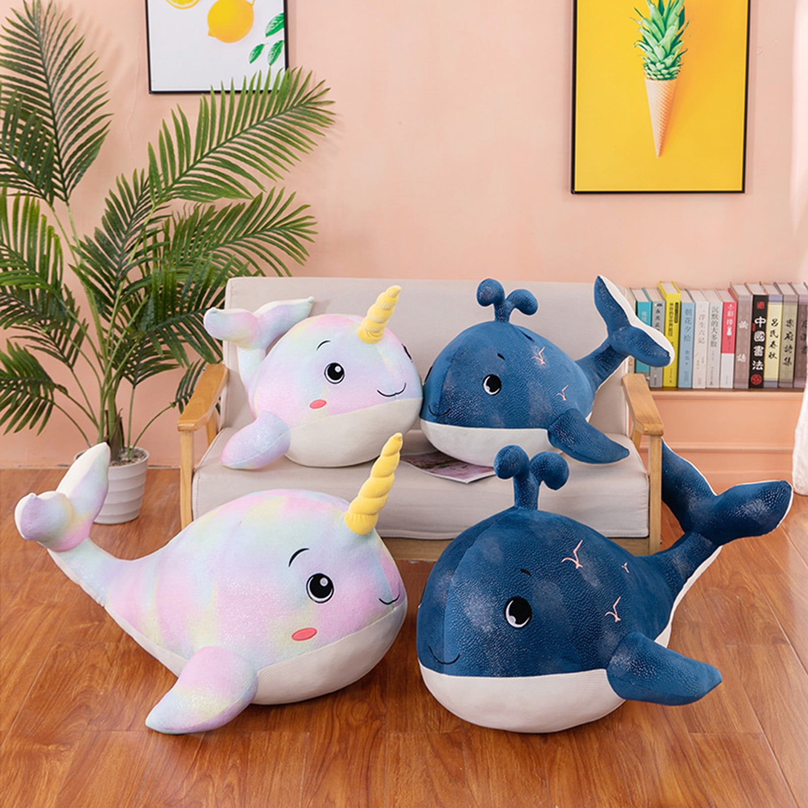 30/50cm Whale Plush Toy Fluffy PP Cotton Lovely Animal Doll Plushies ...
