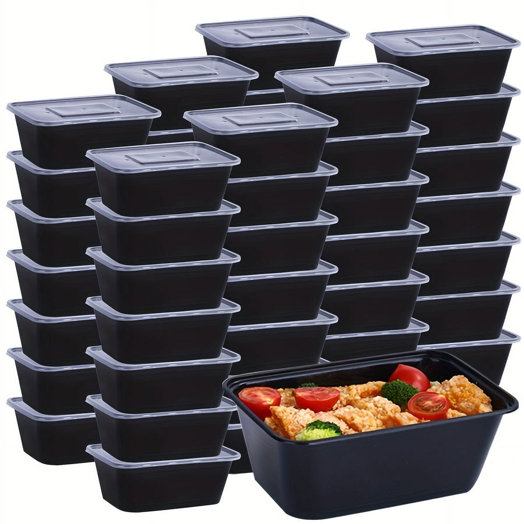30/50pcs, 26oz Plastic Black Bento Boxes with Leakproof Lids - BPA Free ...