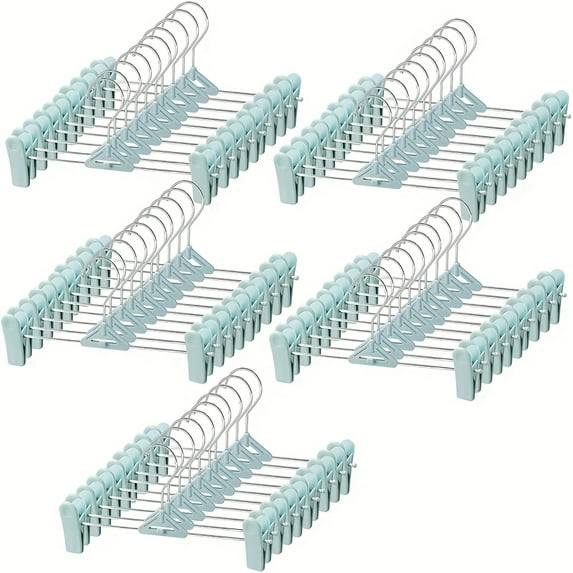 30/50pcs Pant Hangers with Clips, Stackable Clothes Hangers with Clips ...