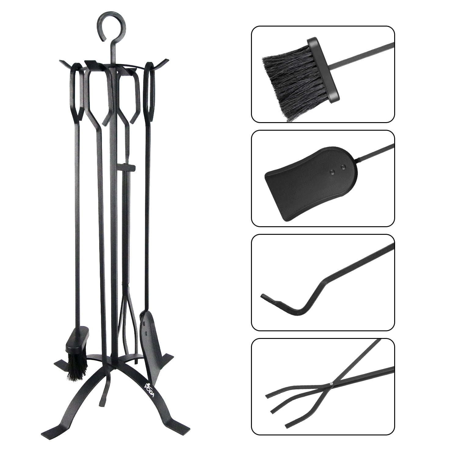 30.5in Fireplace Tools Sets Cast Iron Indoor Fireset Fireplace Small 5 ...