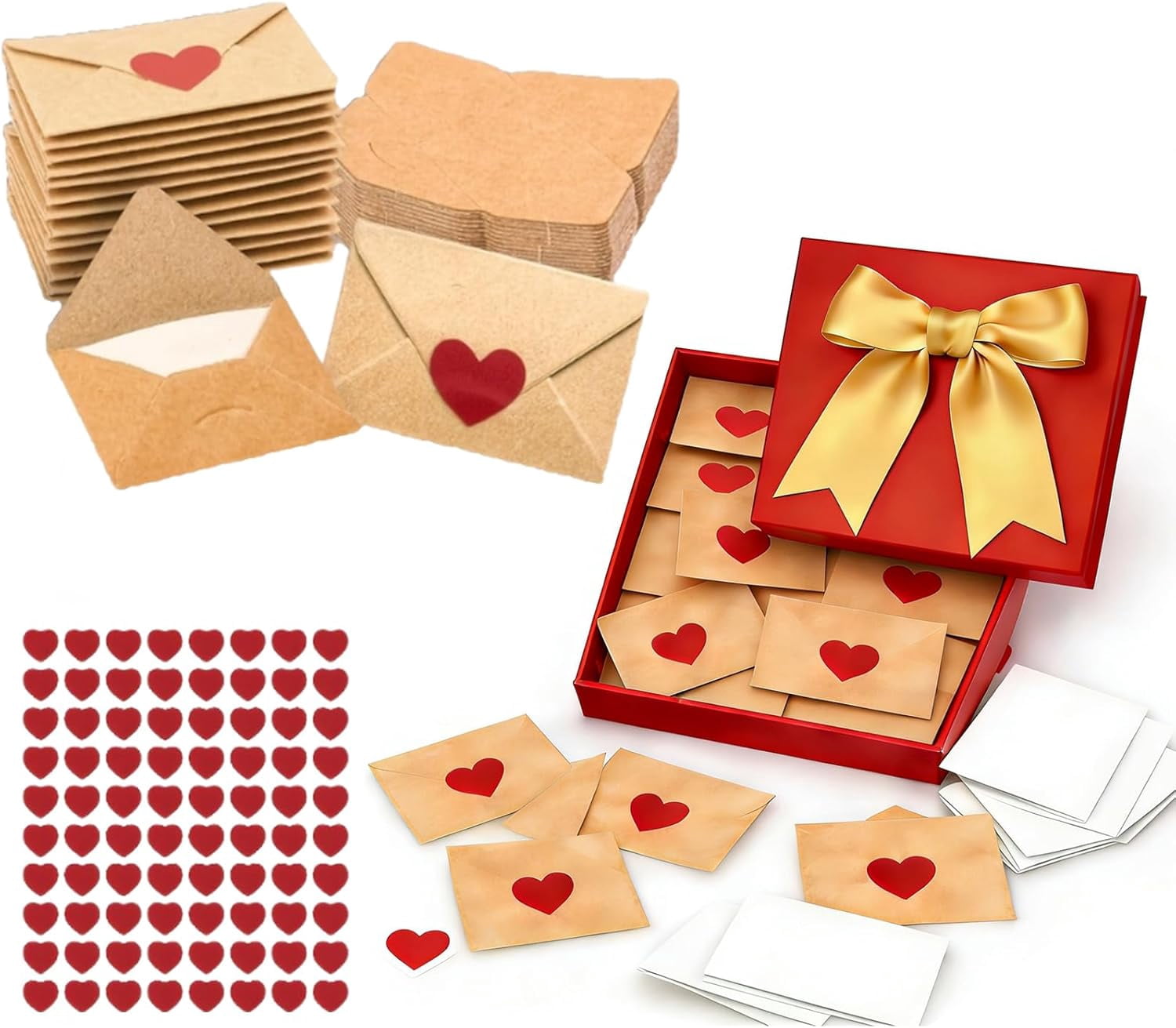 30/60Pack DIY Love Notes Box - Mini Blank Cards & Envelopes for Him/Her ...