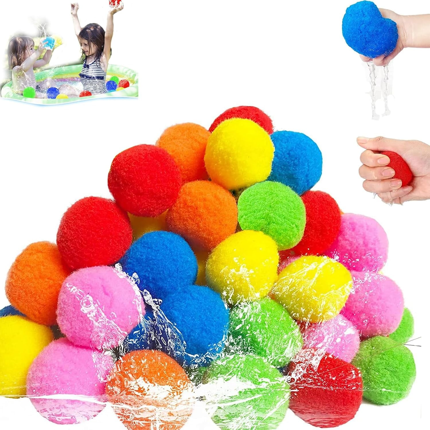 30/60pcs Kiddospace Reusable Water Sponge Balls, 2025 Upgraded Trendy ...