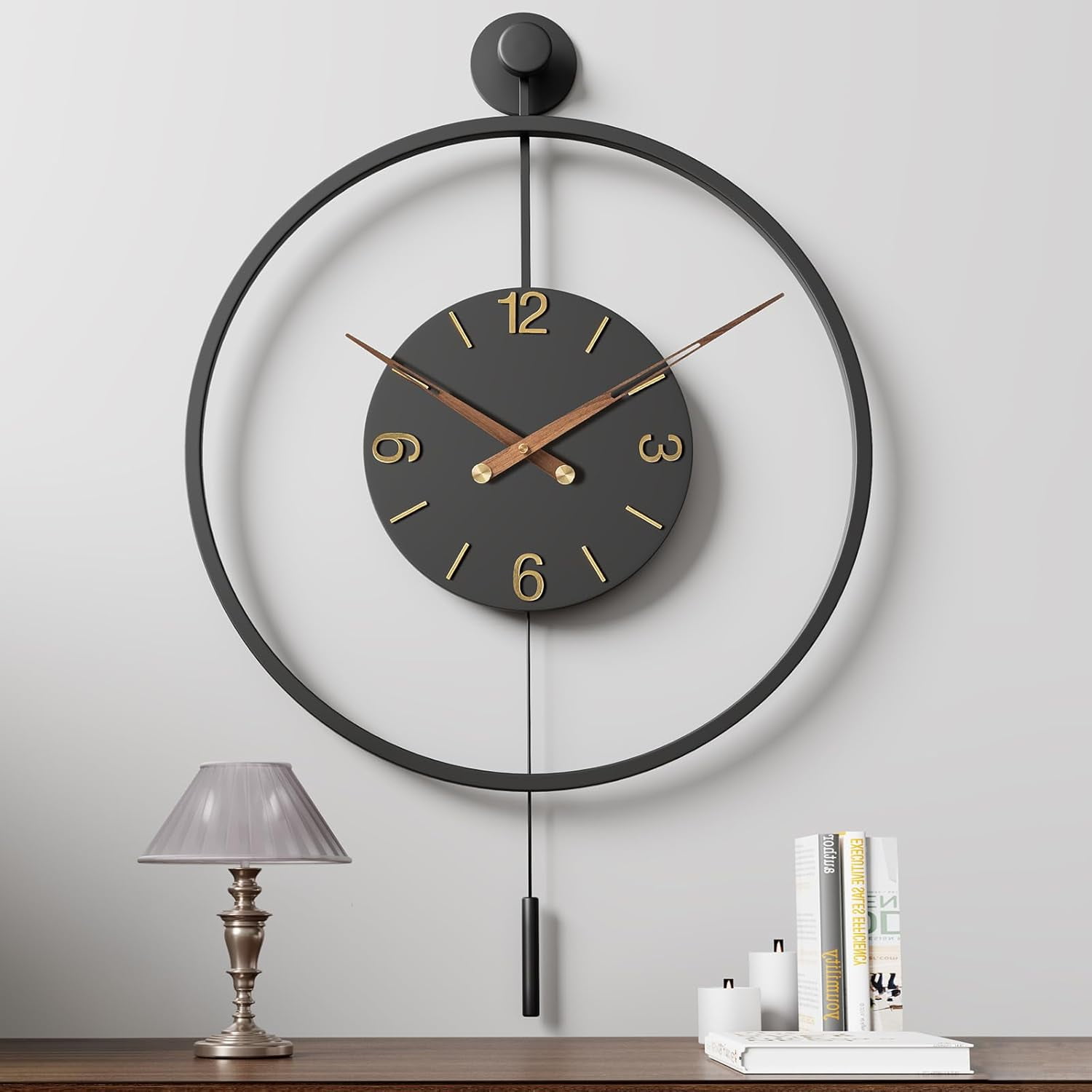 30.7×20 Inch Large Modern Decorative Wall Clocks for Living Room,Big Metal Minimalist 3D Arabic ...