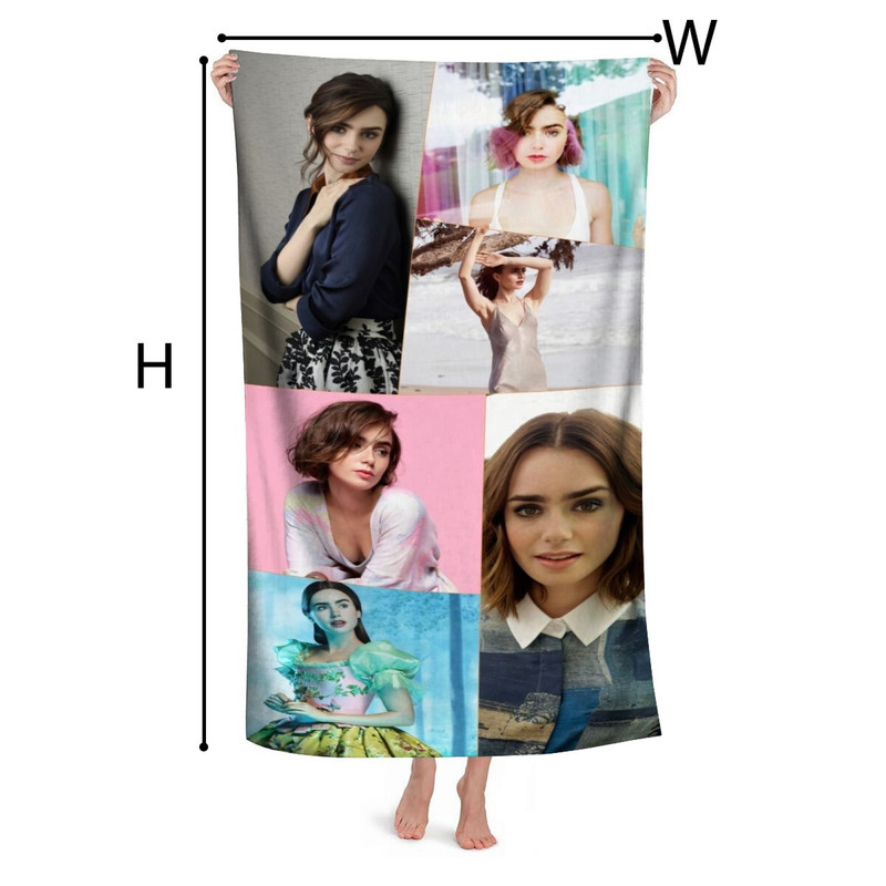 30.7×51in Beach Towel Lily Collins Actress Movie Gifts for Women Kids ...