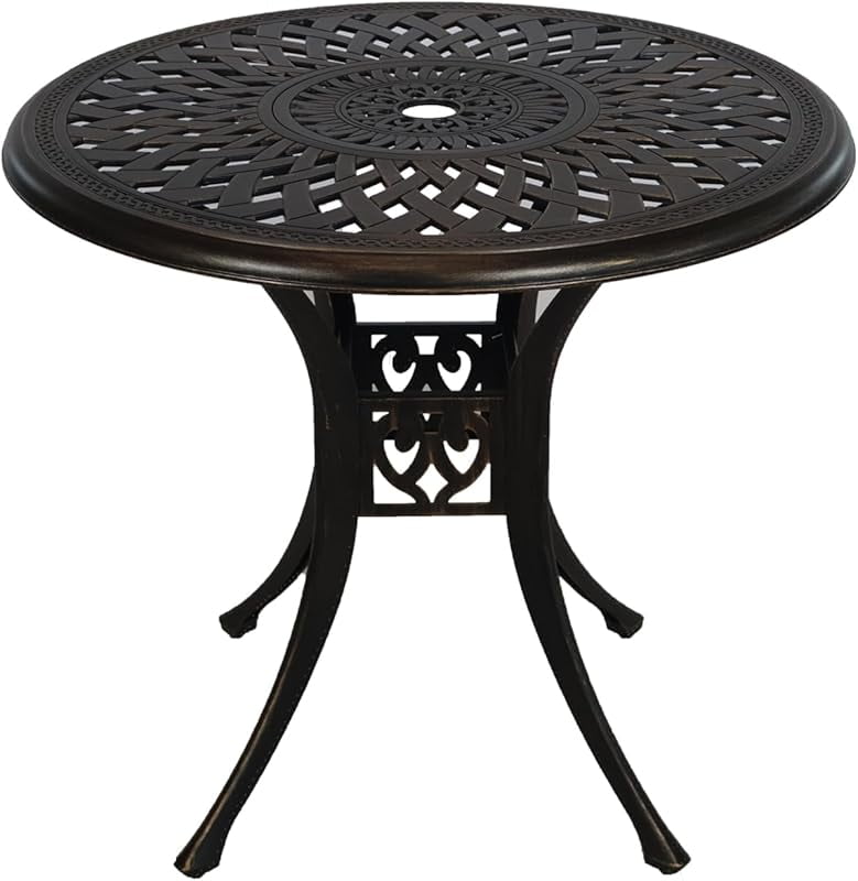 30.7" Table Cast Aluminum Round Patio Table,Metal Patio Dining Table ...