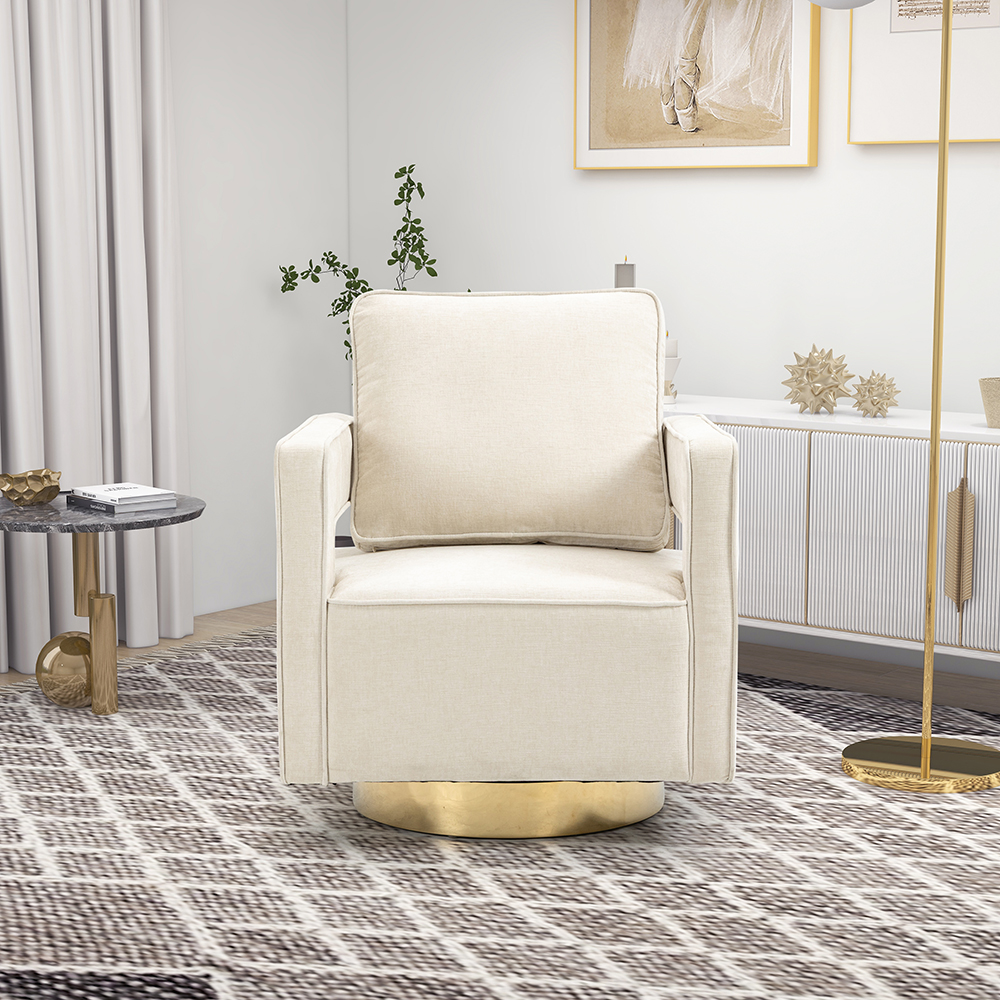 30.7" W Swivel Accent Open Back Chair Modern Comfy Sofa Chair With Gold ...