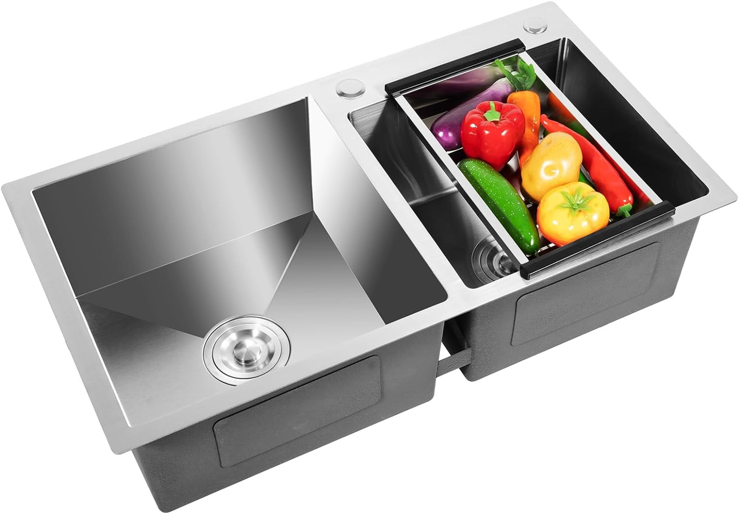 30.7'' x 17'' x 8.26'' Drop In Kitchen Sink Stainless Steel Double Bowl ...
