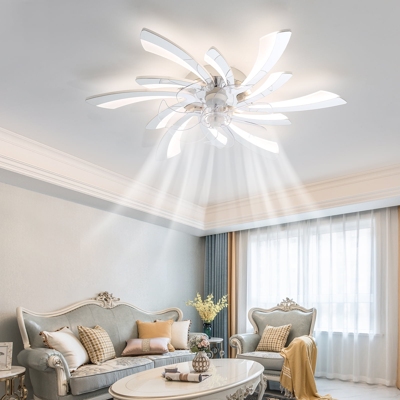 30.7In Ceiling Fan with Lights, Remote Control 3 Color Temperatures,6 ...