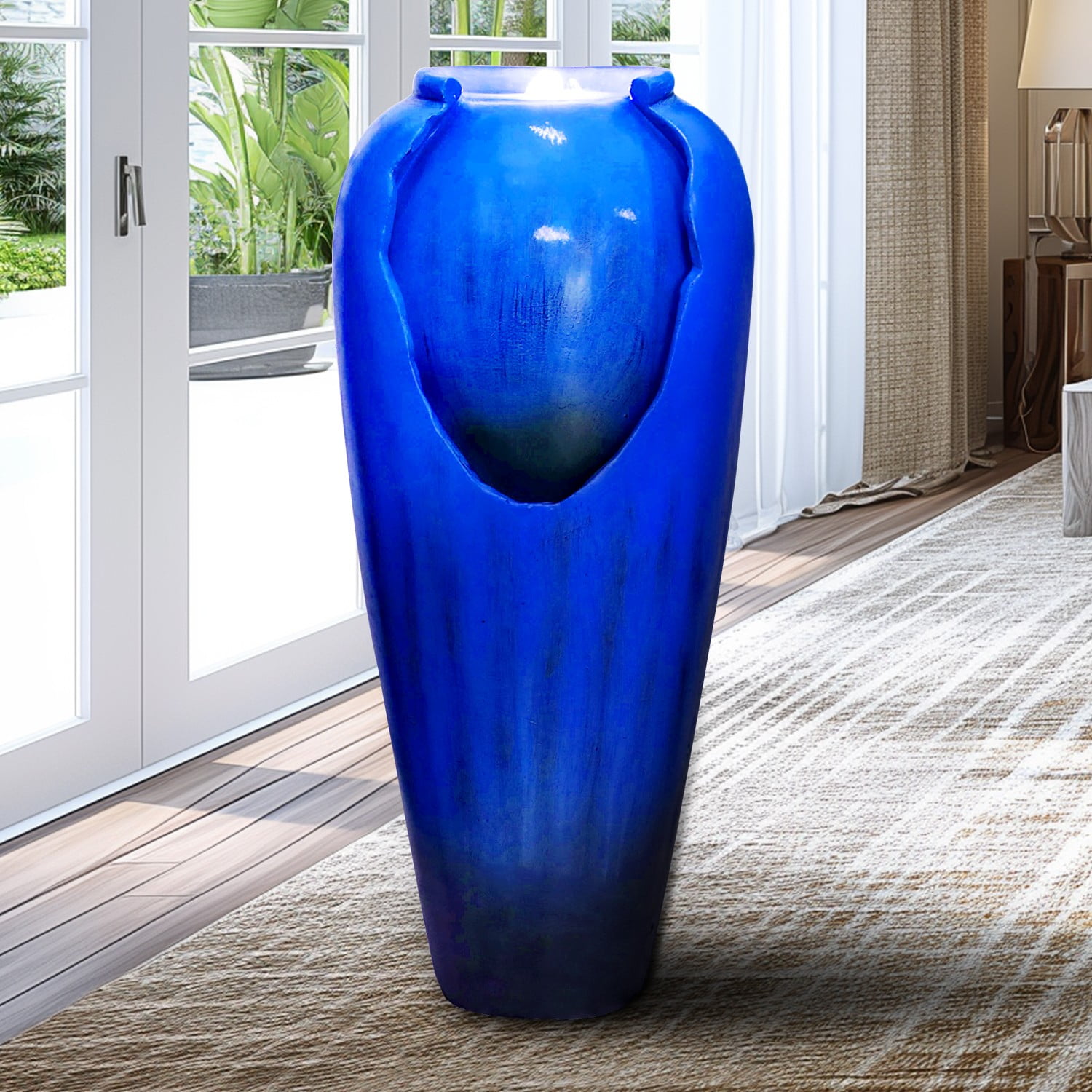 30.7in High Floor Contemporary Vase Water Fountain with LED Lights for ...