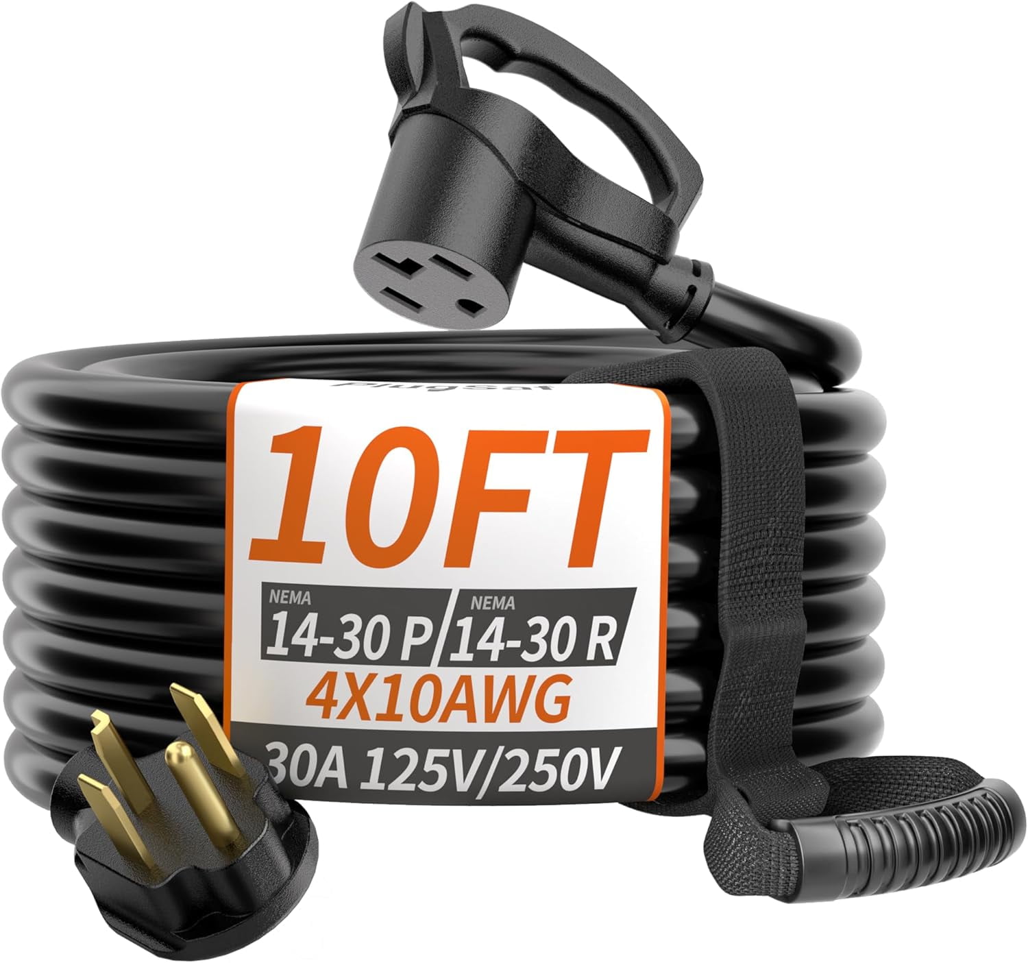 30 AMP 4 Prong Dryer Cord 10 FT Outdoor Black, 10/4 Gauge Dryer ...