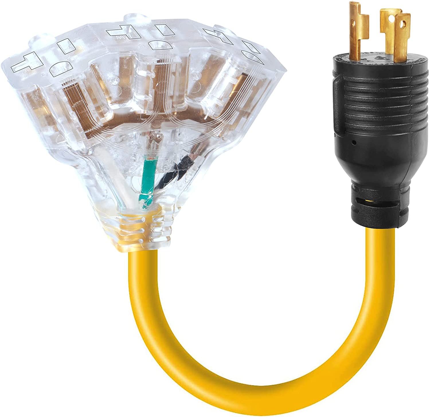 30 Amp to 110 Adapter Generator Power Cord, 3 Prong 30 Amp to 15 A Generator Adapter, Nema L5 ...