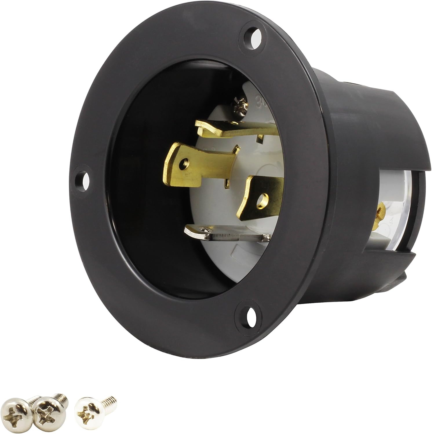 30-Amp 125/250-Volt NEMA L14-30P Flanged Power Input Inlet - Walmart.com