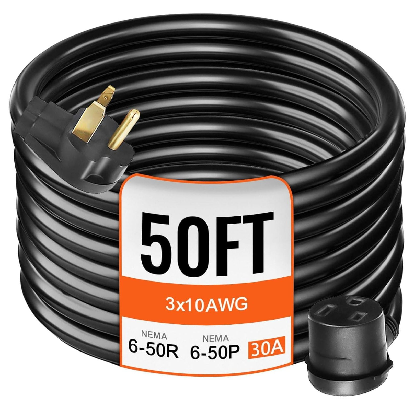 30 Amp 50ft Welder Extension Cord - NEMA 6-50, 10 AWG, Heavy Duty ...