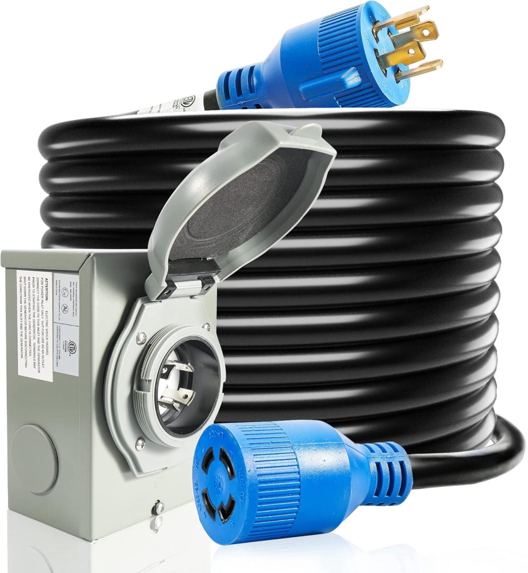 30 Amp Generator Cord and Power Inlet Box, 15FT Generator Cords 30 Amp ...
