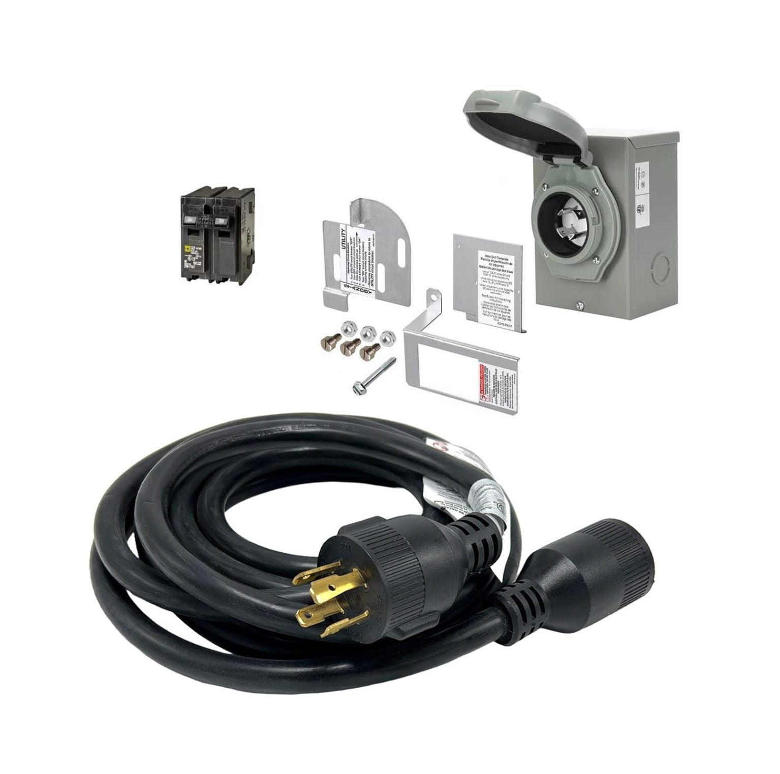 30 Amp Generator to House Hook-up Kit for Square D Homeline 150/200/225 ...