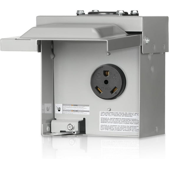 30 Amp RV Power Outlet Box, 125V NEMA TT-30R RV Outlet, Weatherproof ...