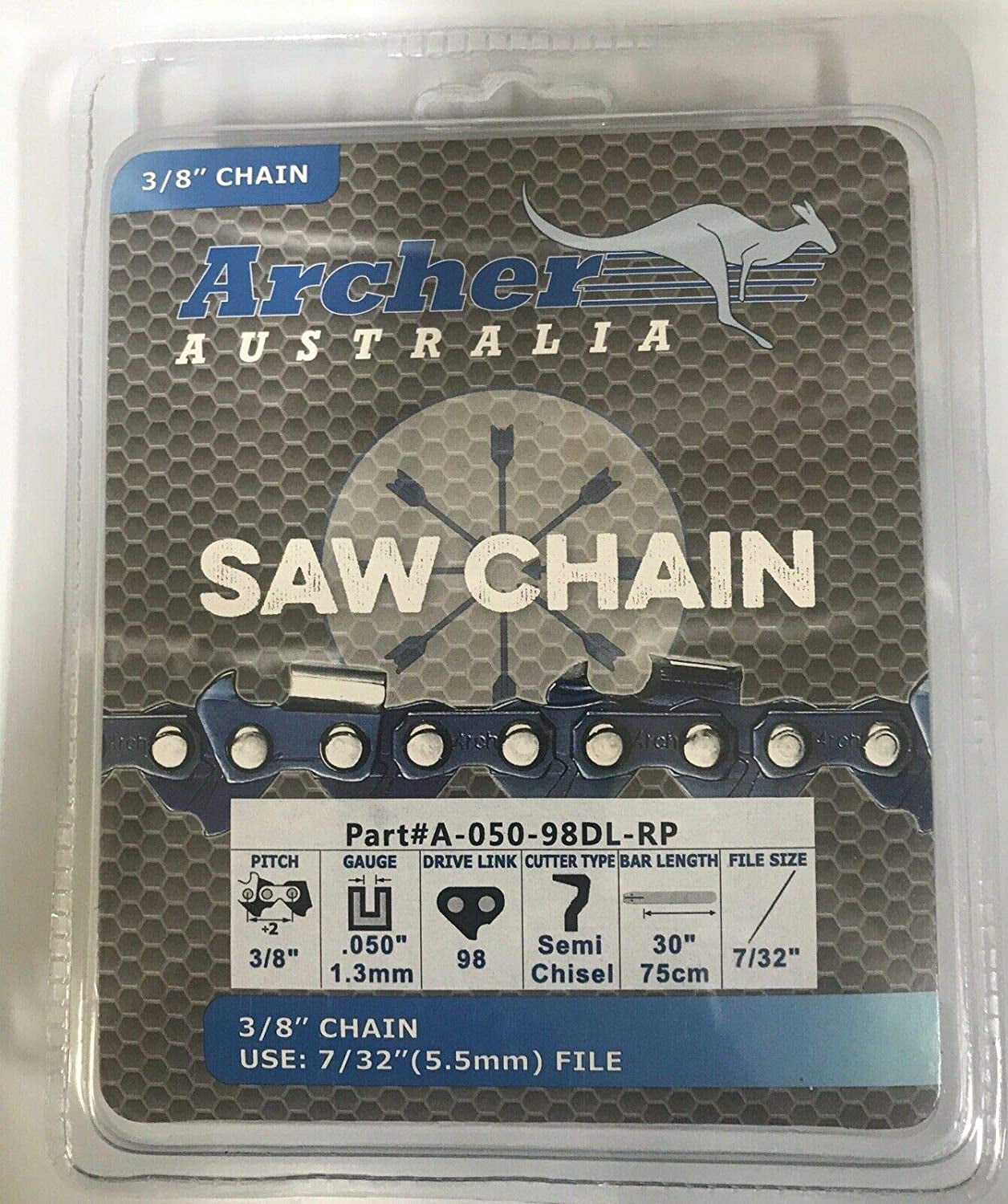 30" Archer Ripping Chainsaw Chain 3/8" .050 98DL replaces 72RD098G A1EP ...