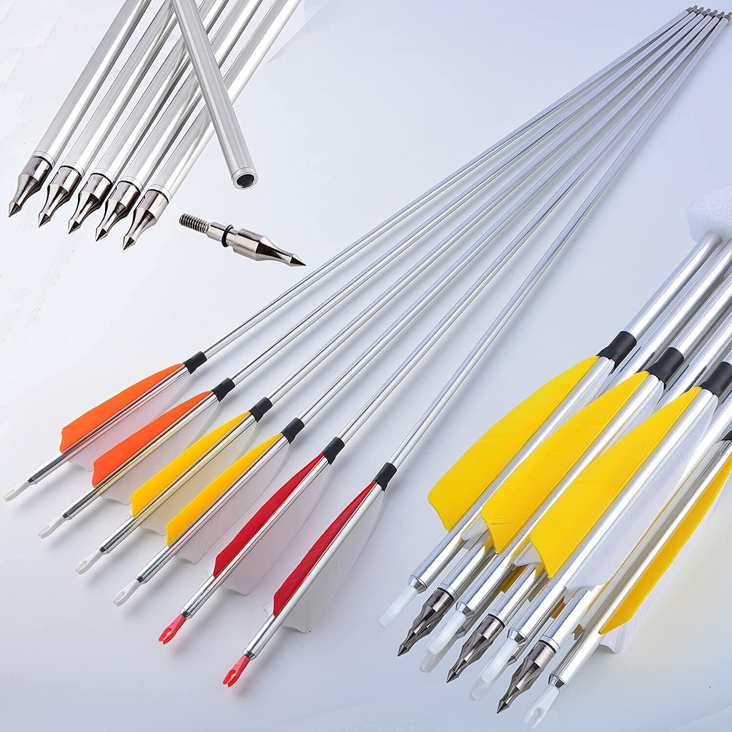 30" Archery Aluminum Arrows Spine 500 Compound Bow Hunting Target-12pcs ...