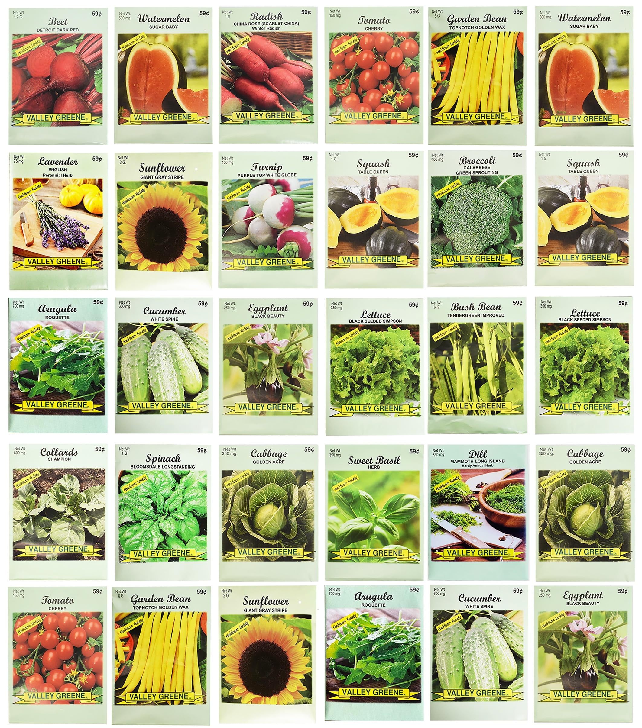 30 Assorted Packages of Vegetable Seeds, MVR1 15+ Varieties, All Seeds ...