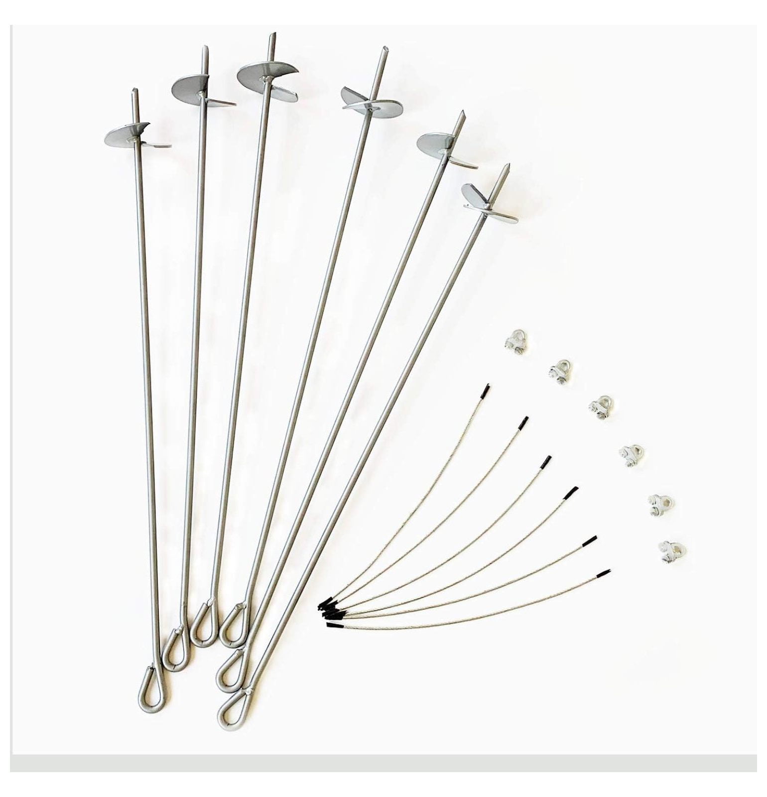 30" Auger Anchor Kit with Clamp-on Wire tie | 6 Pack Heavy Duty Stakes ...