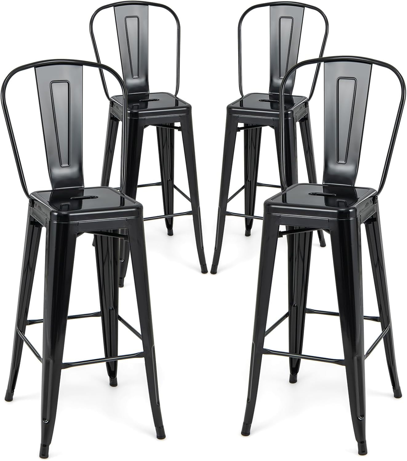 30" Bar Height Modern Industrial Barstools w/Removable Bucket Back ...
