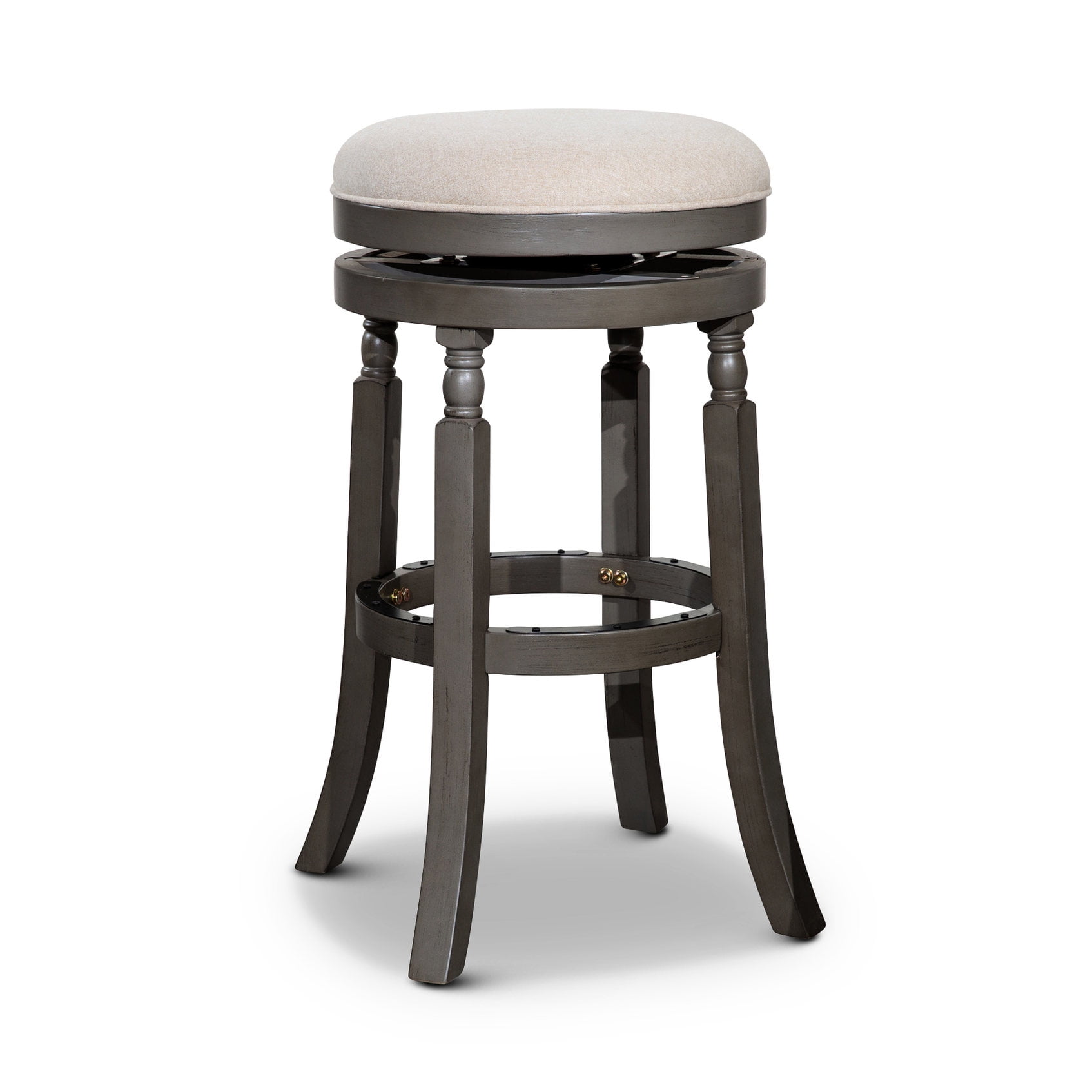 30" Bar Stool, Weathered Gray Finish, Fabric Seat | Double Bolt Design ...