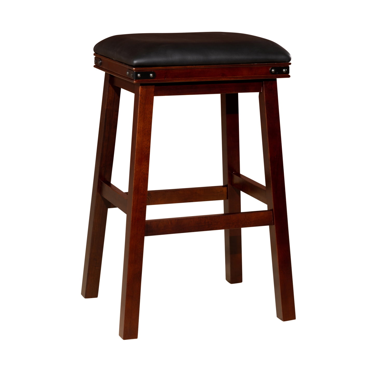 30" Bar Stool with Wood Legs, Modern Upholstered Barstool with Bonded ...