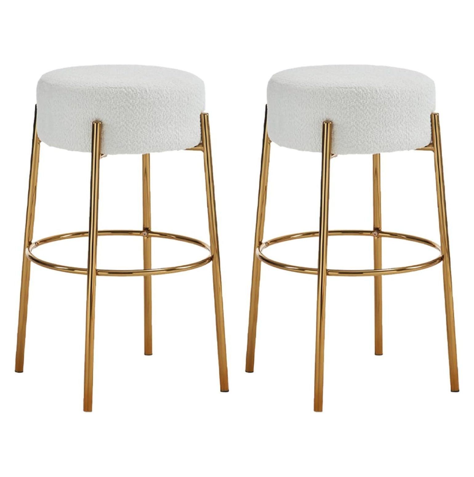 30'' Bar Stools Set of 2, Modern Upholstered Boucle Counter Height Bar ...