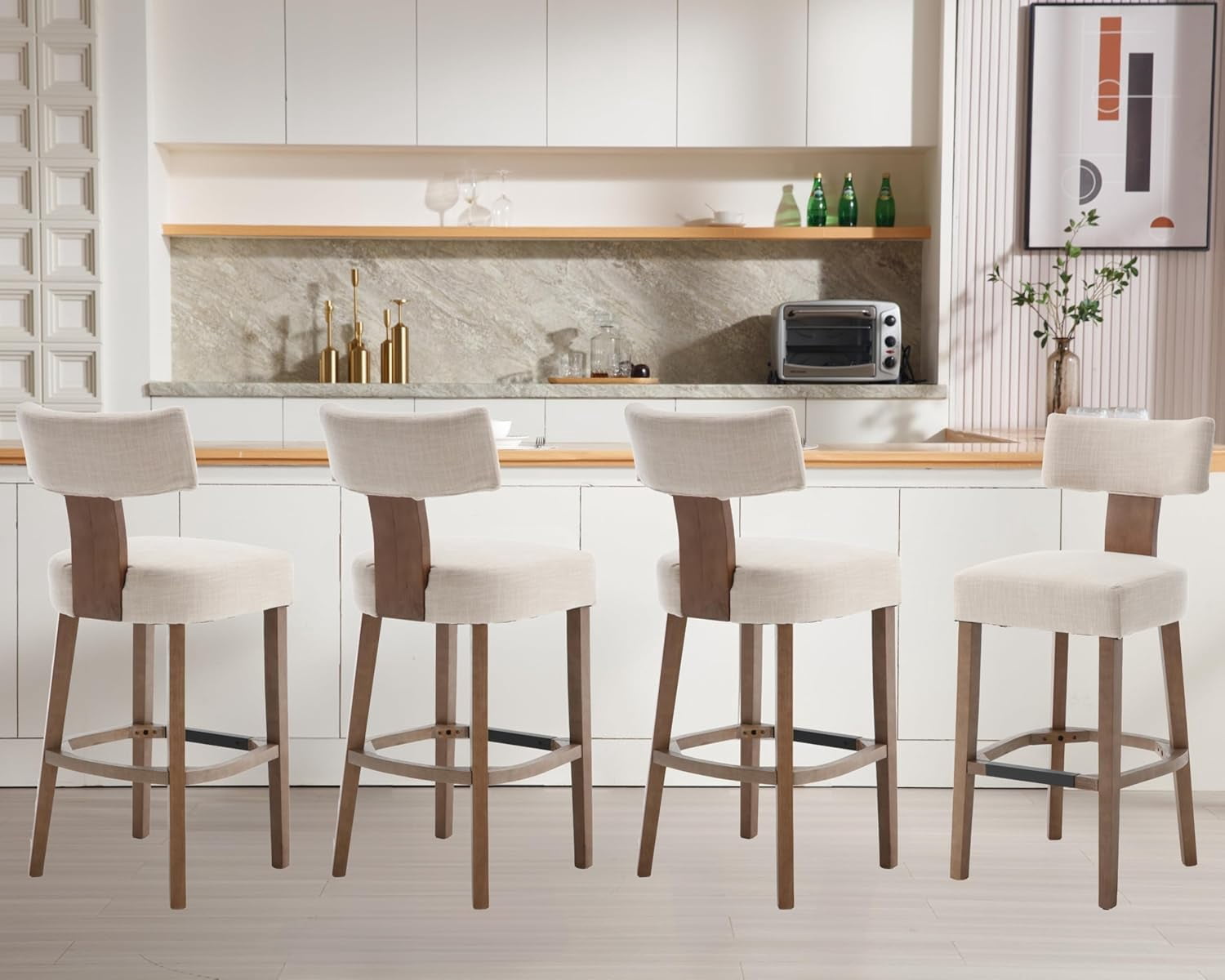 30” Bar Stools Set of 4 Counter Height Bar Stools Modern Kitchen Bar ...