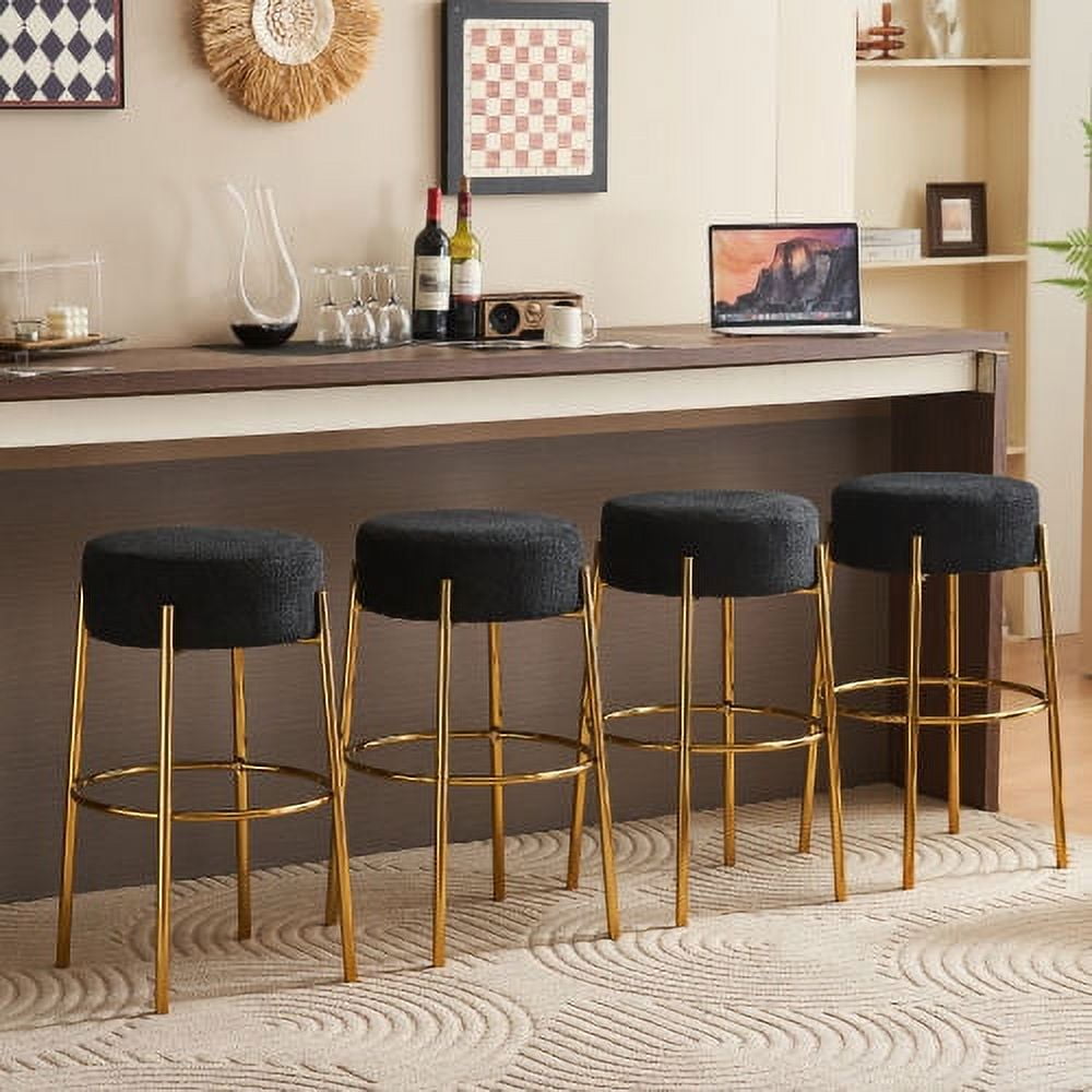30" Bar Stools Set of 2, Modern Upholstered Bar Height Round Dining ...