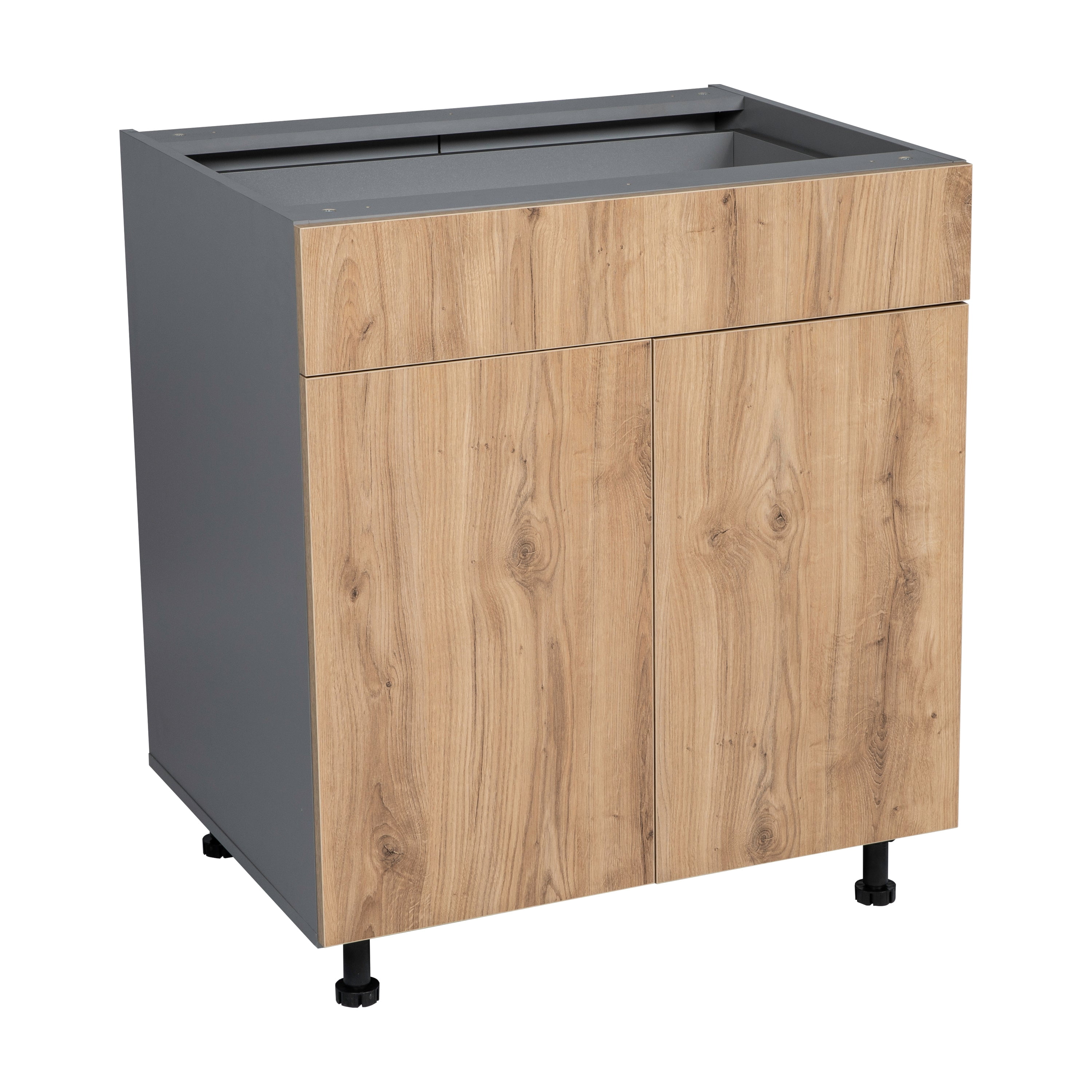 30" Base Cabinet Double Door Single Drawer with Black Matte door ...