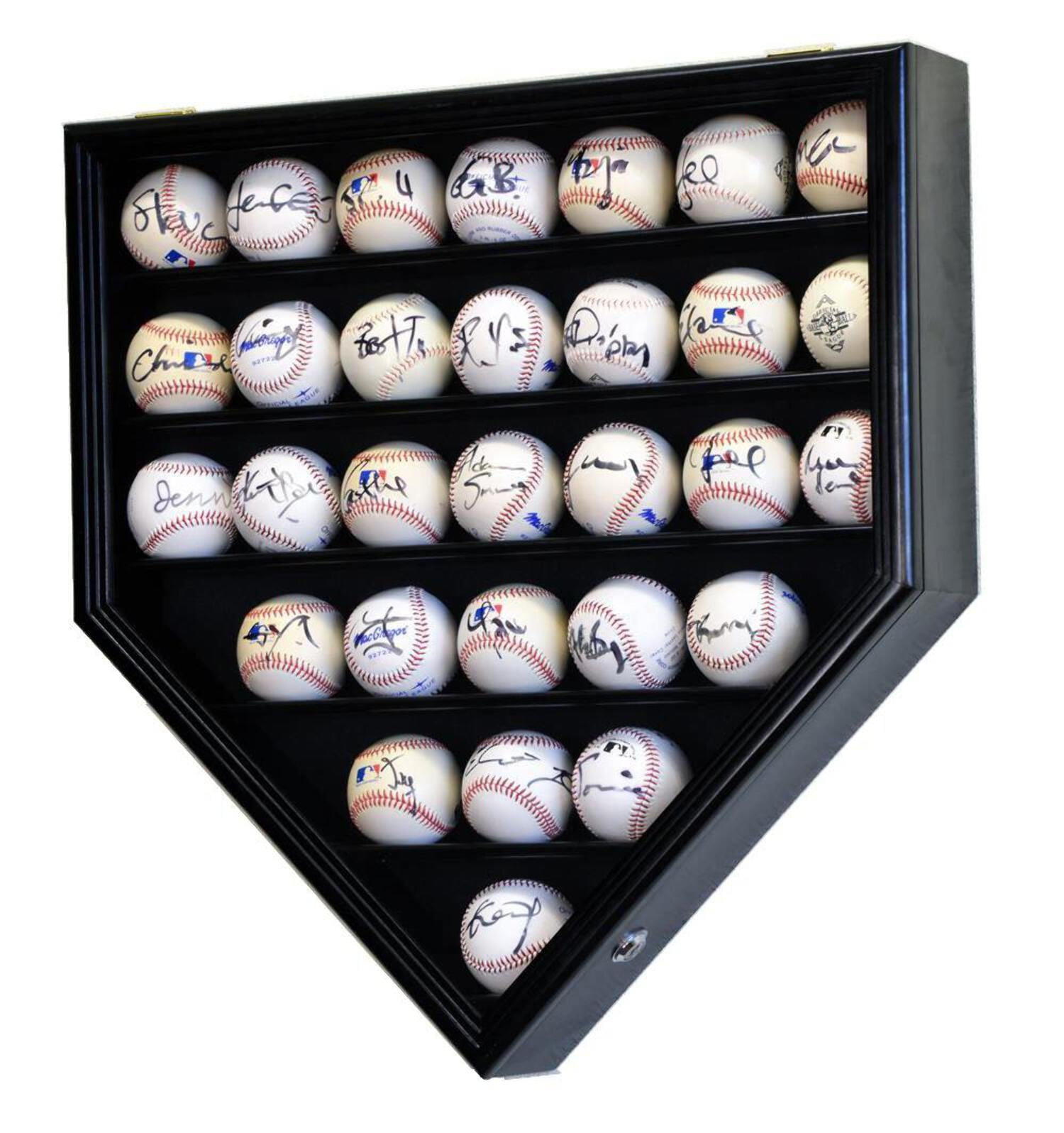 30 Baseball Display Case Cabinet Holder Rack Home Plate Shaped w/98% UV ...
