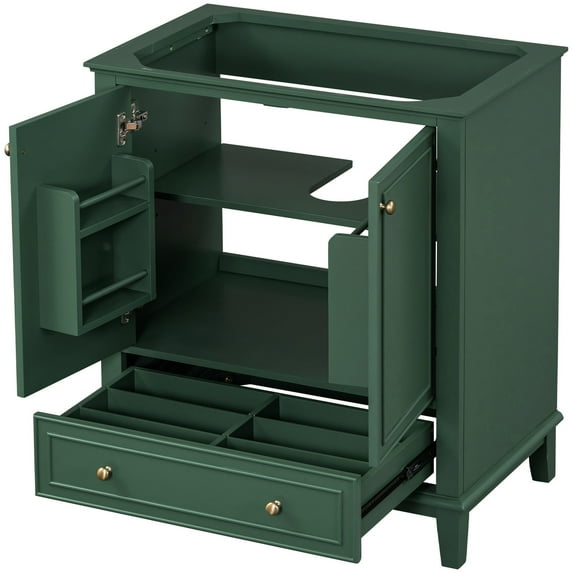 30" Bathroom Cabinet Base, Dark Green, Rectangular Shape | Wearable MDF ...